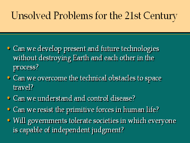 37 Unsolved Problems For The 21st Century